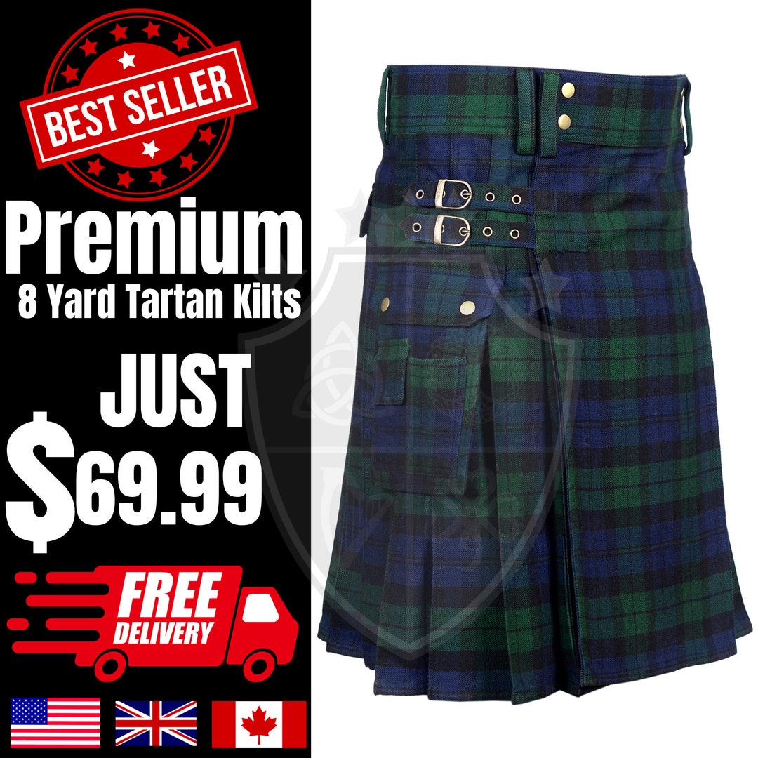 Scottish Tartan Utility Kilt for Men, Scottish Tartan Kilt Set, Made to ...