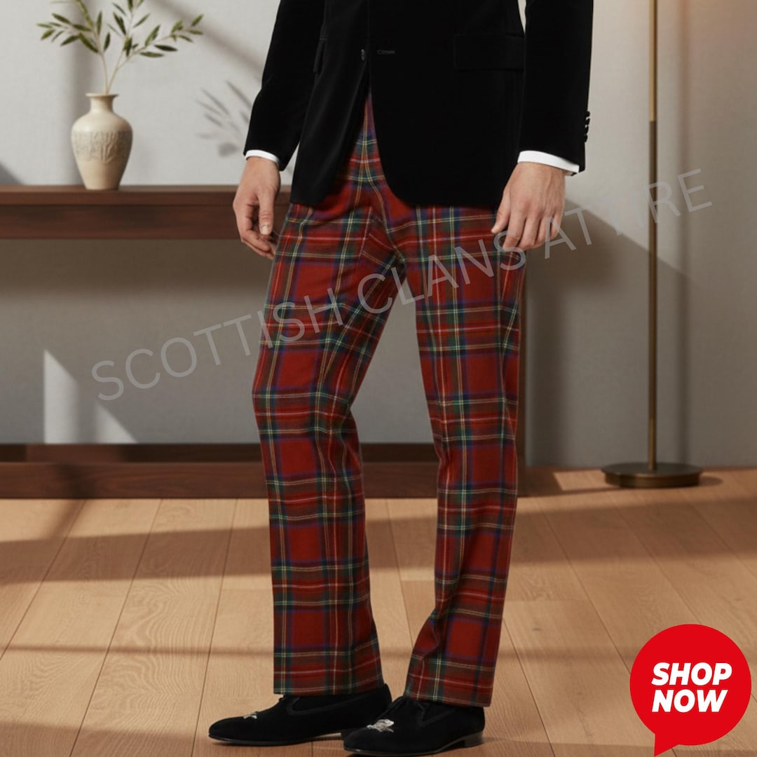 Tartan Pants for Men, Scottish Tartan Trousers, Plaid Pants, Highland ...