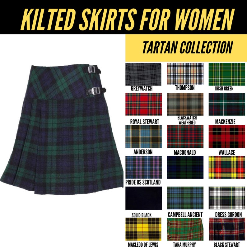 Ladies Kilt Skirt 20 Inch Length For Women Waist Sizes 24 To 70