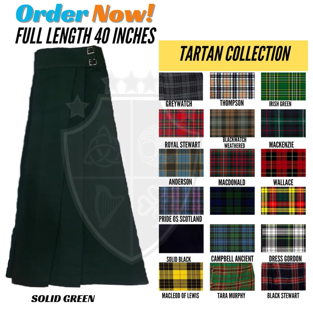 Scottish Full Length Kilted Maxi Skirt for Women Tartan Kilted Maxi ...