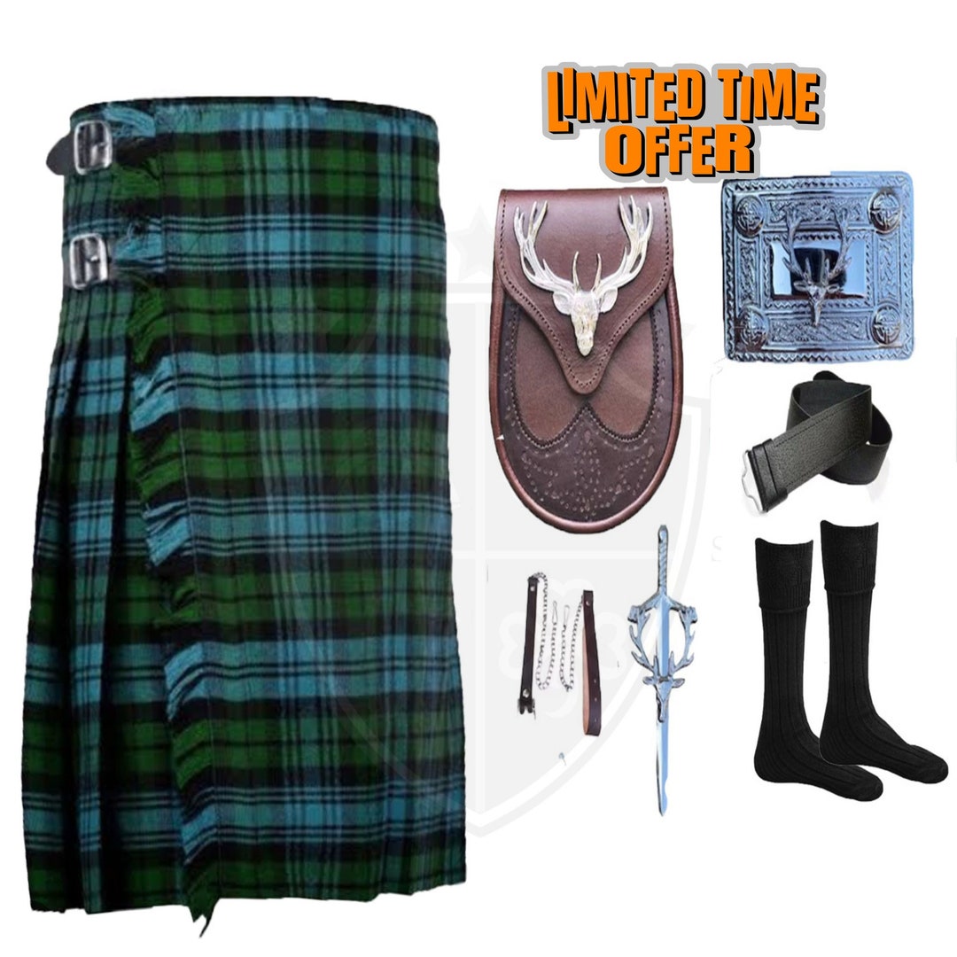 Men's Wedding Kilt Set Scottish Stag Head Design Scottish Traditional ...