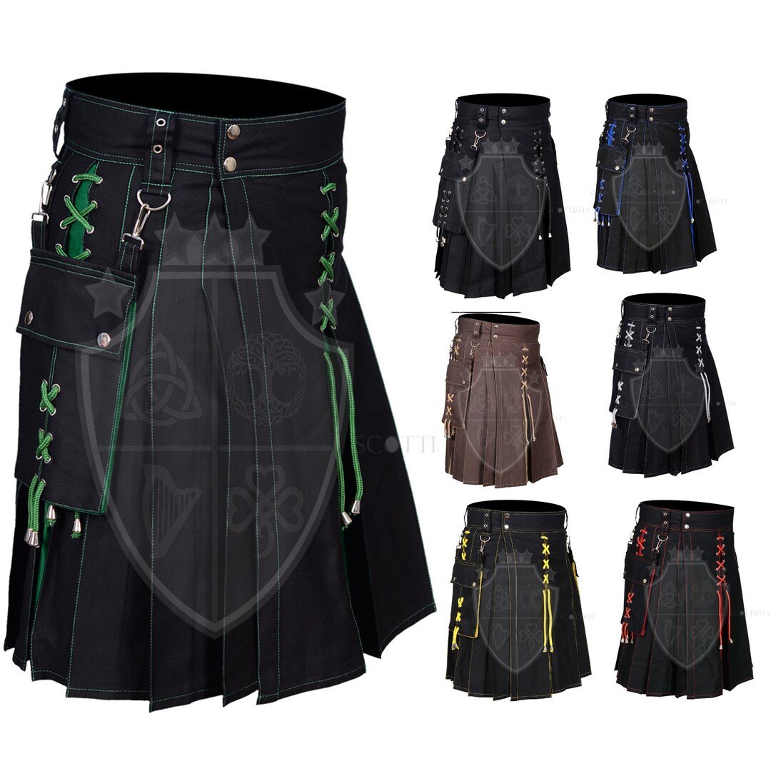Scottish Utility Kilts for Men Customize Scottish Kilt Heavy Drilled Cotton Fabric Scottish ...