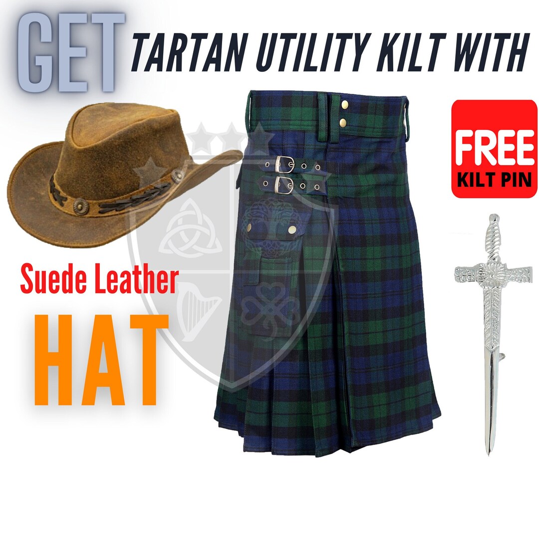 Wool Blend Utility Kilt With Double-sided Cargo Pockets 8 Yards, 16oz ...
