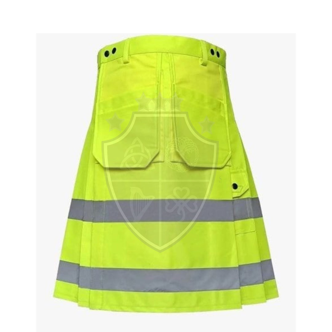 Neon Green Firefighter Utility Kilt: Reflectors, Pockets, Heavy-duty ...