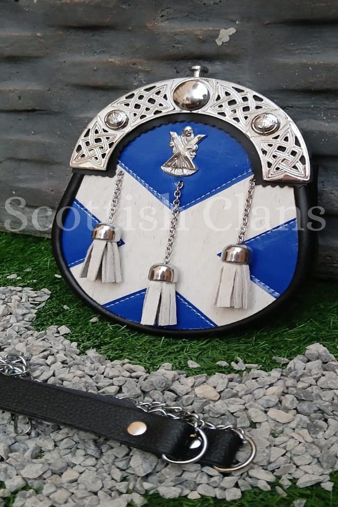 Handmade Scottish Kilt Sporran, Scottish Flag Sporran With Chain Belt ...