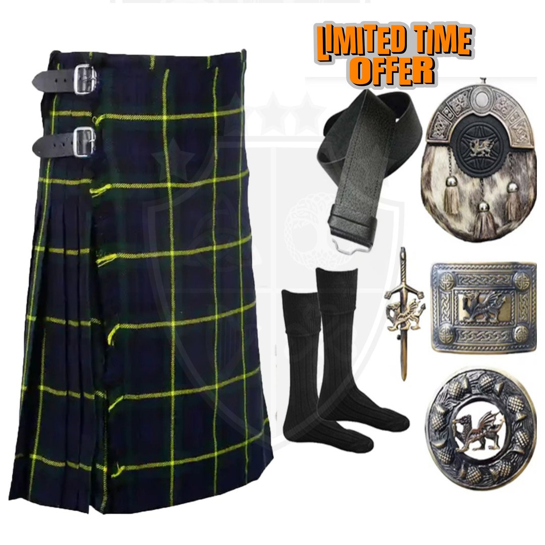 Scottish Kilt Set, Scottish Wedding Kilt Set 8 Piece, Highland Dress ...