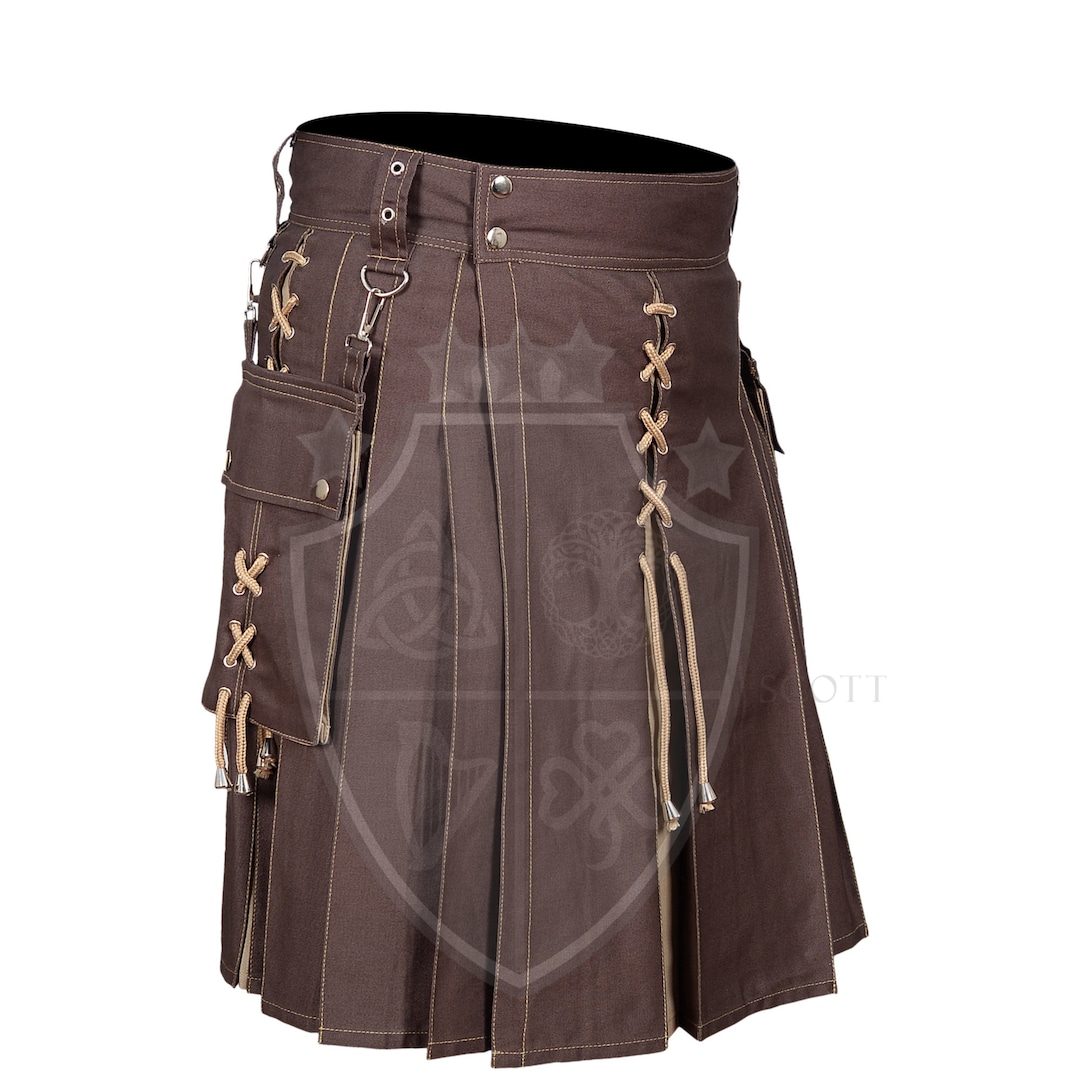 Scottish Utility Kilts for Men - Customize Scottish Kilt - Heavy Drilled Cotton Fabric Scottish ...