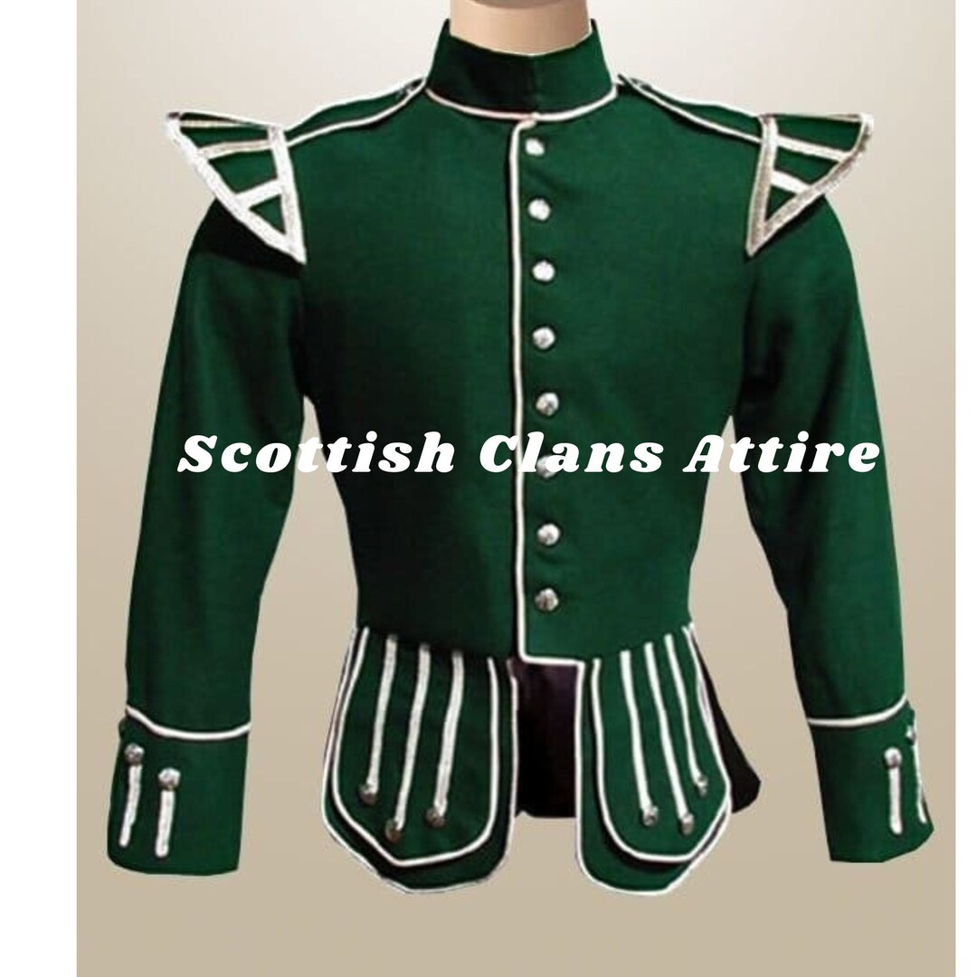 Green Wool Scottish Military Doublet Jacket: Piper Drummer Tunic - Etsy