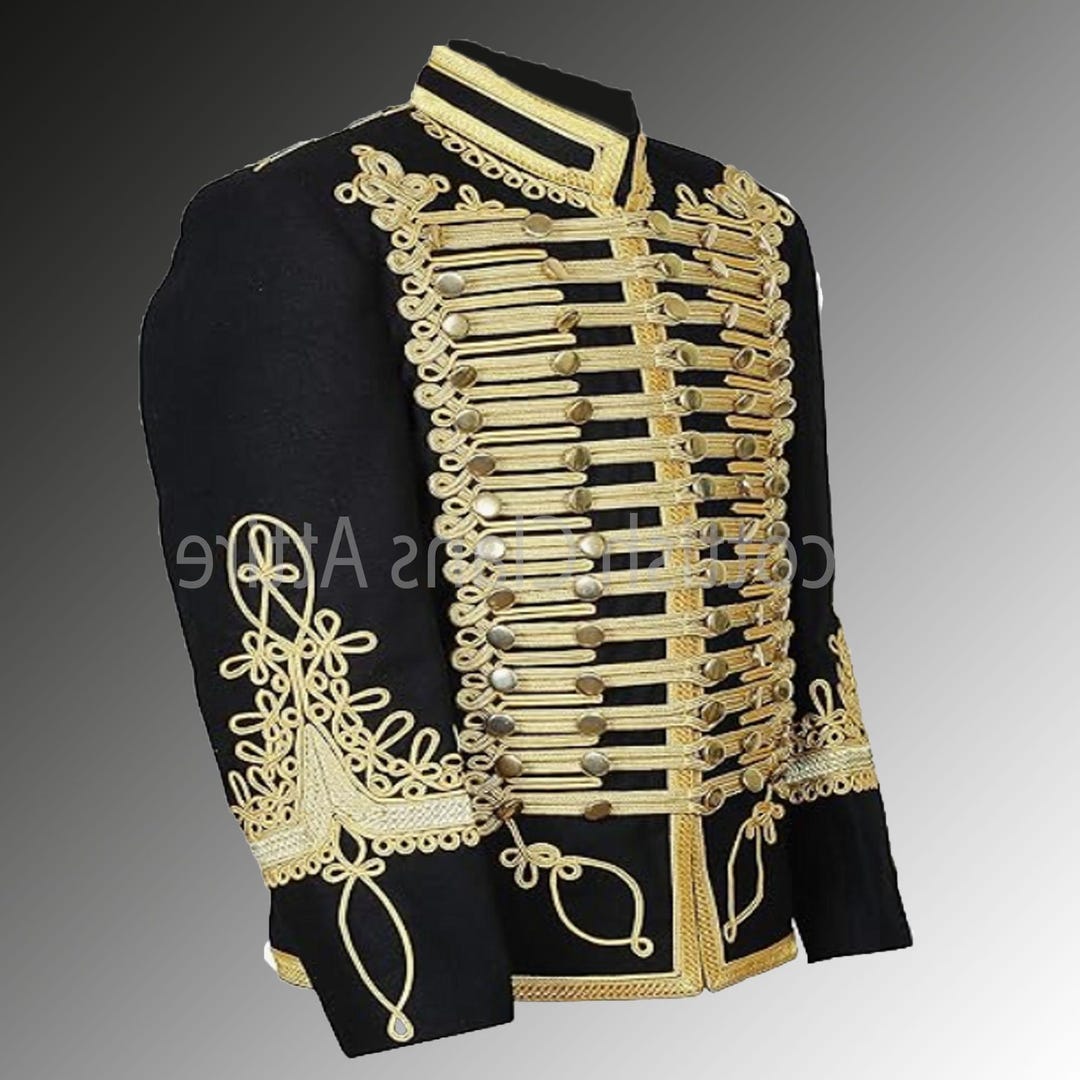 Men's Napoleon Hussar Jacket: Wool Military Uniform Coat With Gold ...
