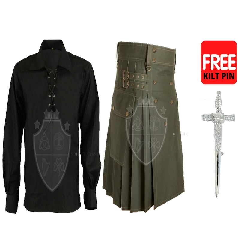 Customize Scottish Utility Kilts for Men, Cotton Utility Kilts, Heavy Drilled Cotton Scottish ...