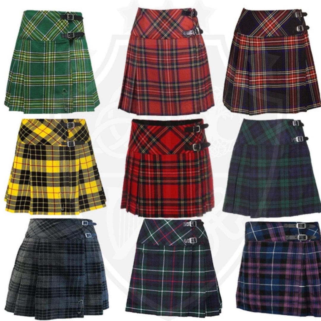 Handmade Tartan Kilt Skirt: Scottish Wool Mini Skirt, Leather Straps - Etsy