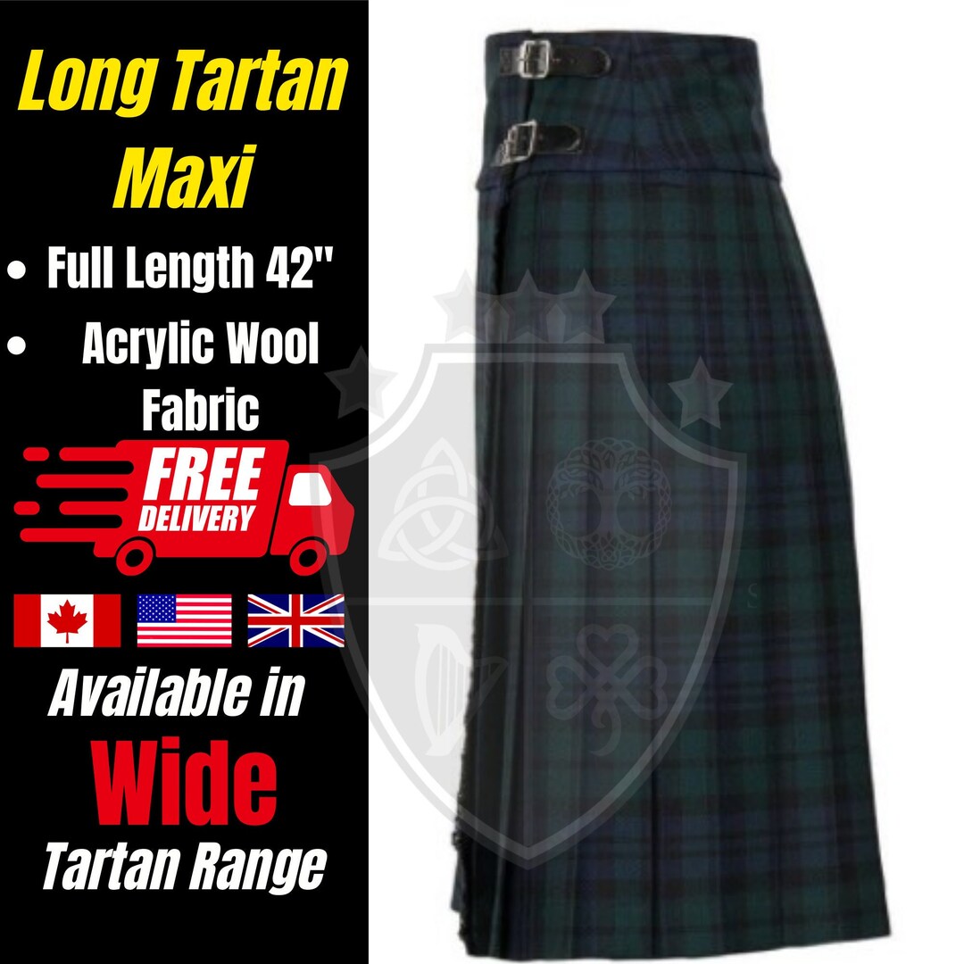 Handmade Tartan Kilt Skirt: Scottish Maxi Skirt, Custom Length - Etsy