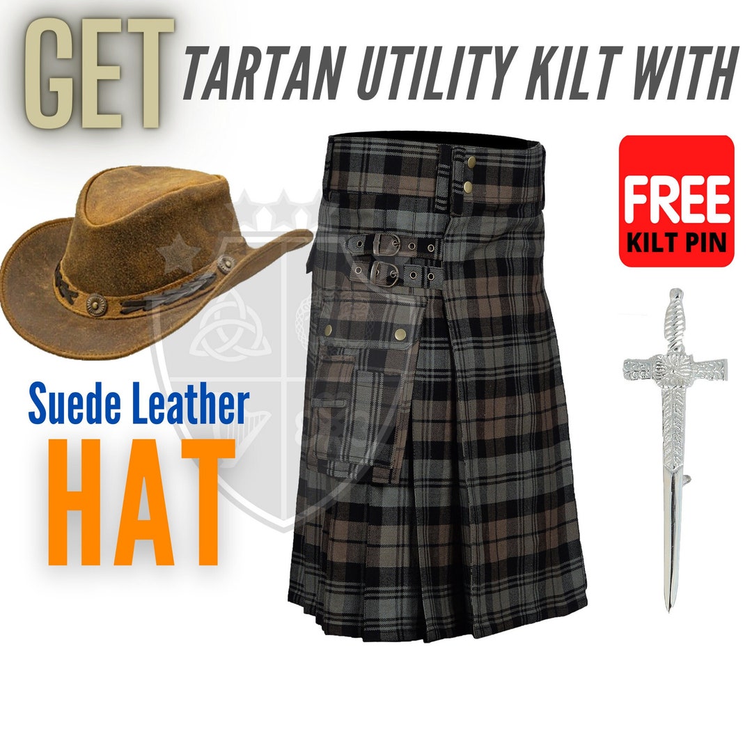 Wool Blend Utility Kilt With Double-sided Cargo Pockets 8 Yards, 16oz ...