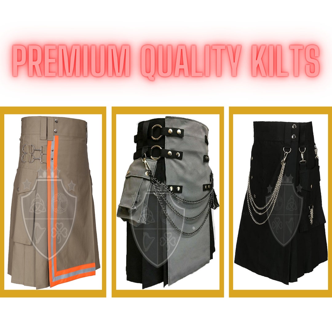 Customize Scottish Utility Kilts for Men - Heavy Duty Working Kilts for Men - Breathable Cotton ...