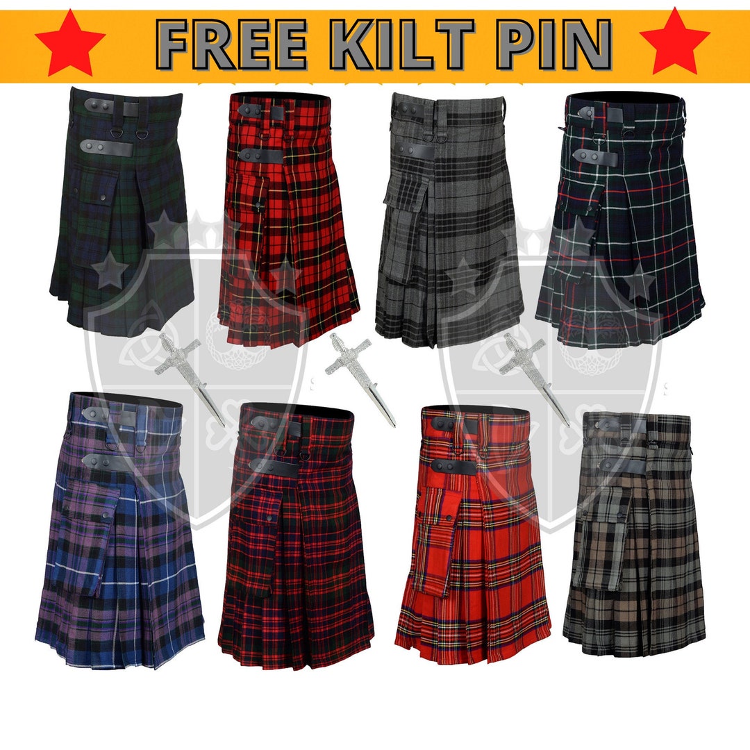 Wool Blend Utility Kilt With Double-sided Cargo Pockets 8 Yards, 16oz ...