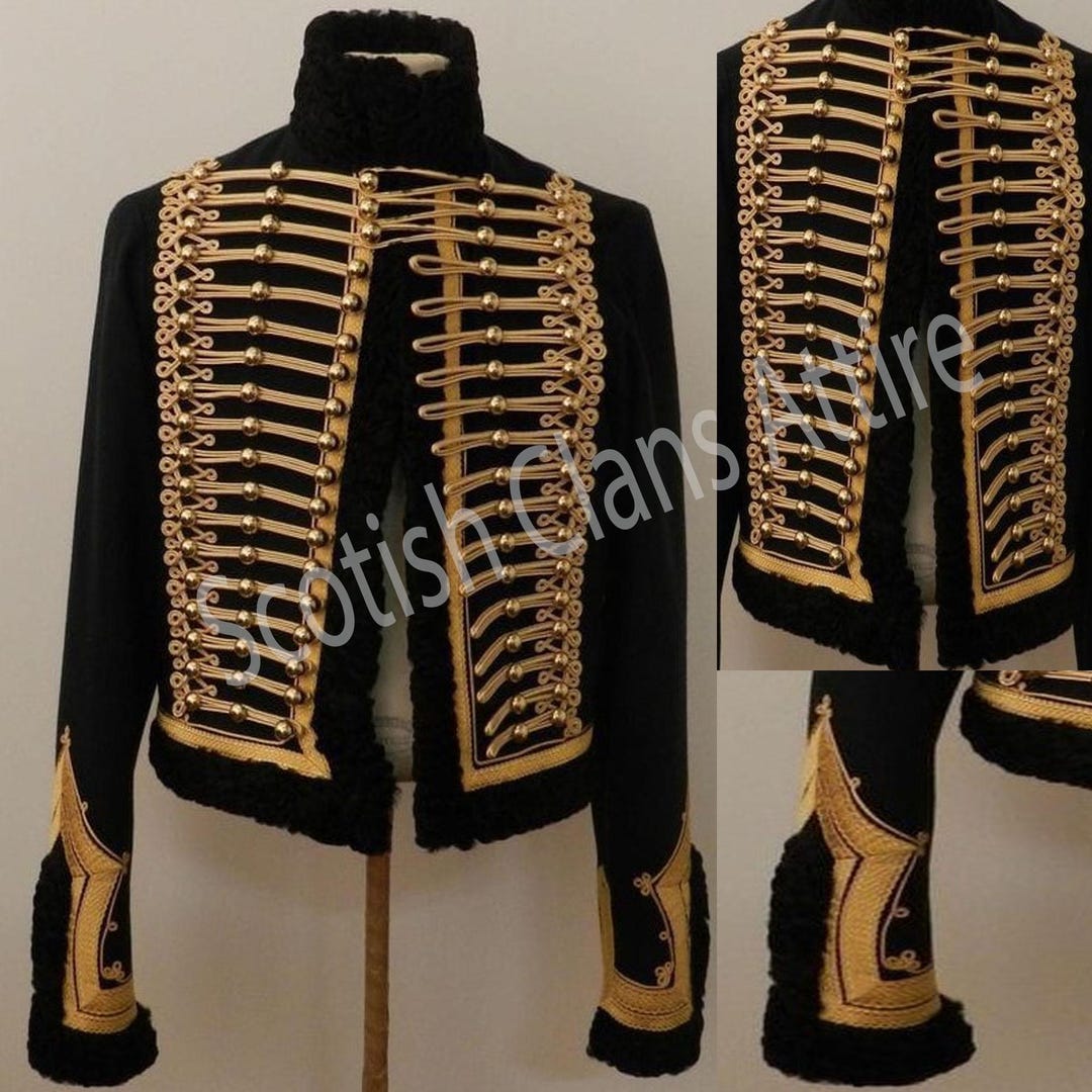 Napoleonic Hussar Jacket: Wool Cavalry Officer's Tunic With Gold Braid ...