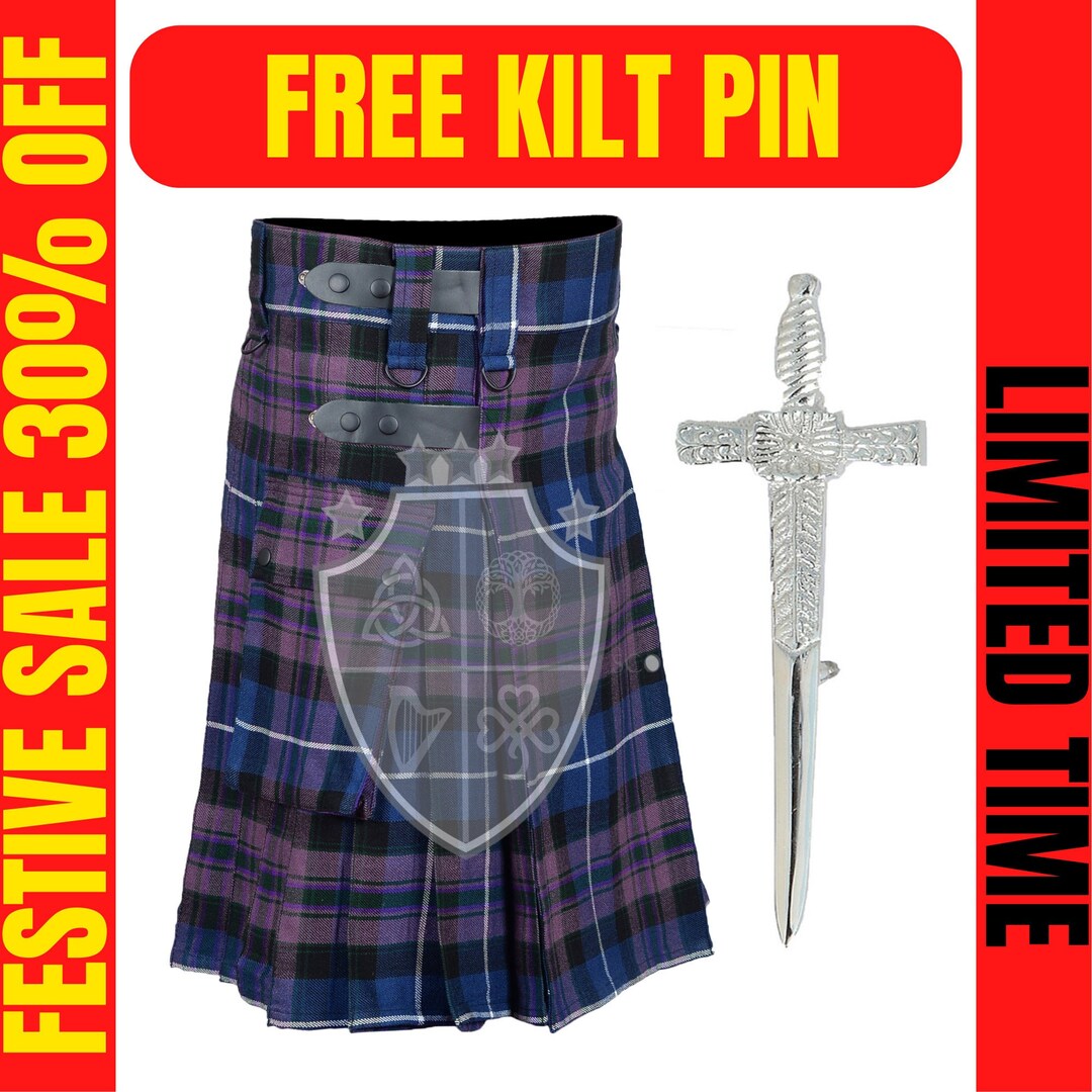 Mens Kilt Pride of Scotland Tartan Scottish Traditional Highland Dress ...