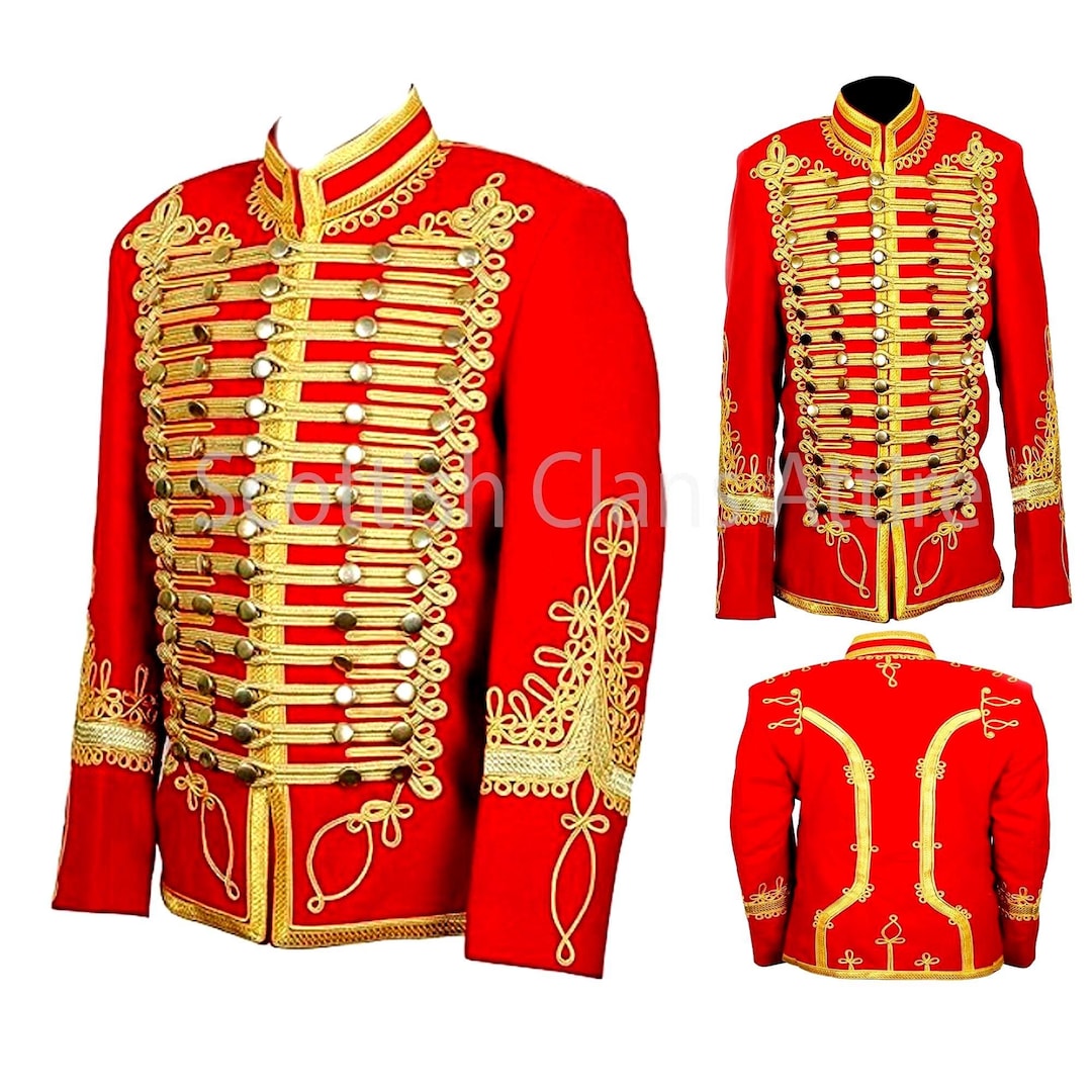 Hussar Jacket for Men, 18th Century Napoleon Hussar Jacket, Red Colour ...