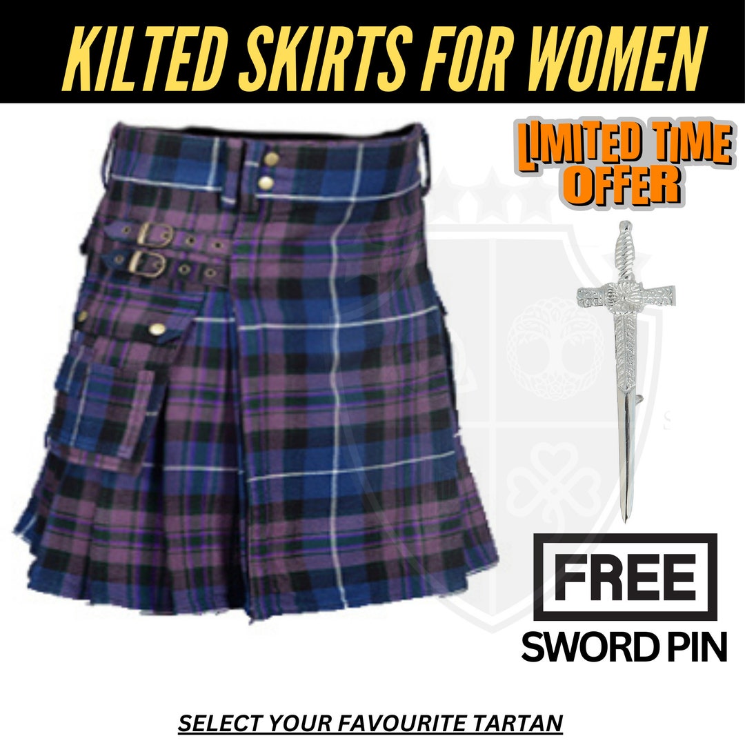 Tartan Kilted Skirts Ladies Kilt Skirt 20 Inch Length for Women Waist ...