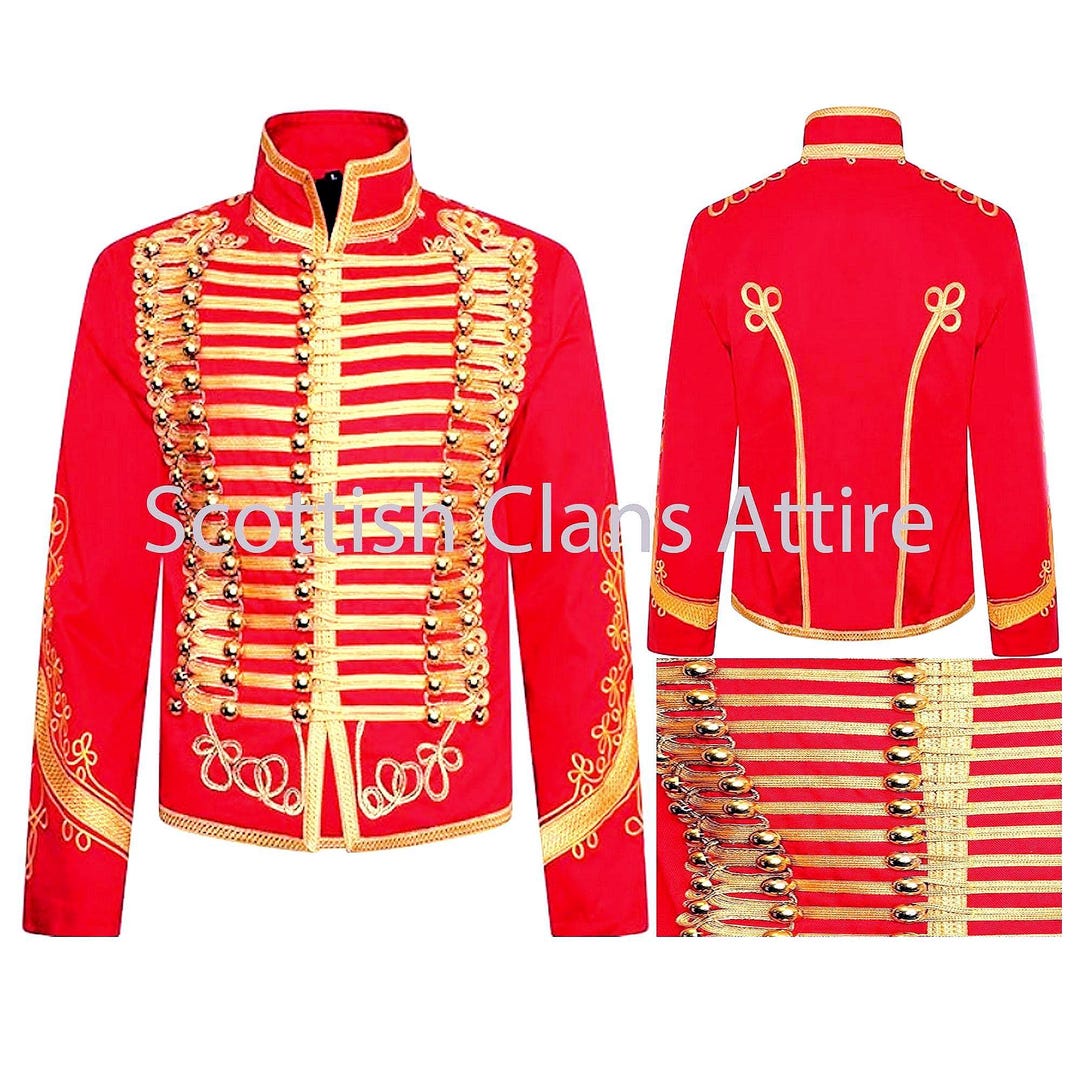 Hussar Jacket for Men, 18th Century Napoleon Hussar Jackets Red Colour ...