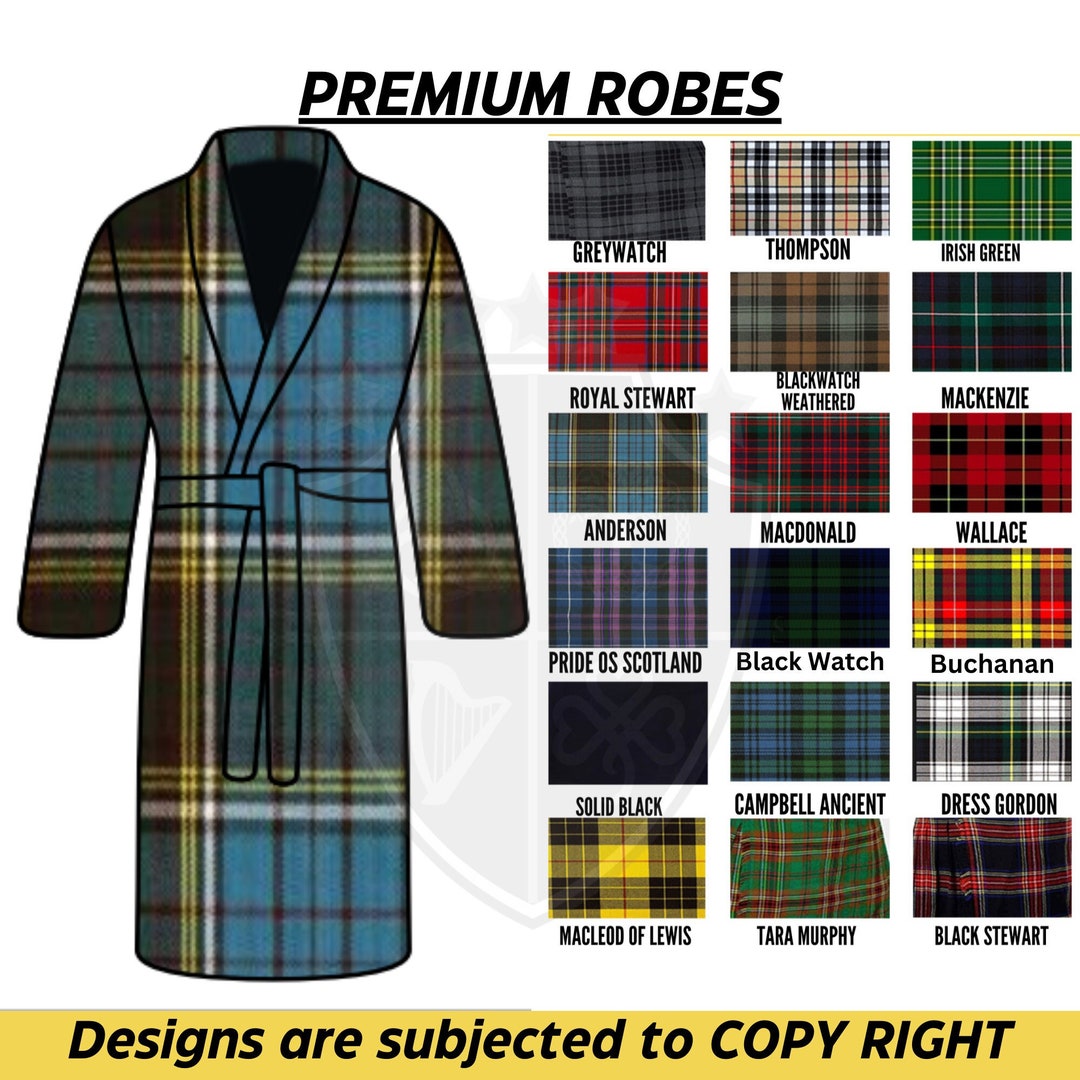 Oversize Acrylic Wool Scottish Tartan Robe, Tartan Robe, Scottish Kilt ...