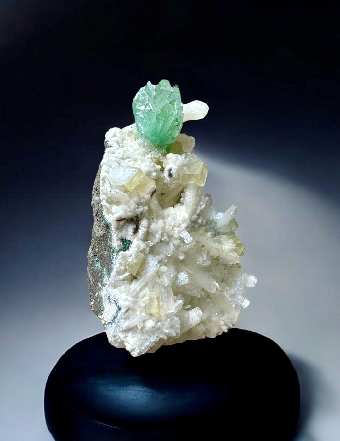 Green Pyramid Apophyllite With Calcite on Stilbite Cluster - Etsy