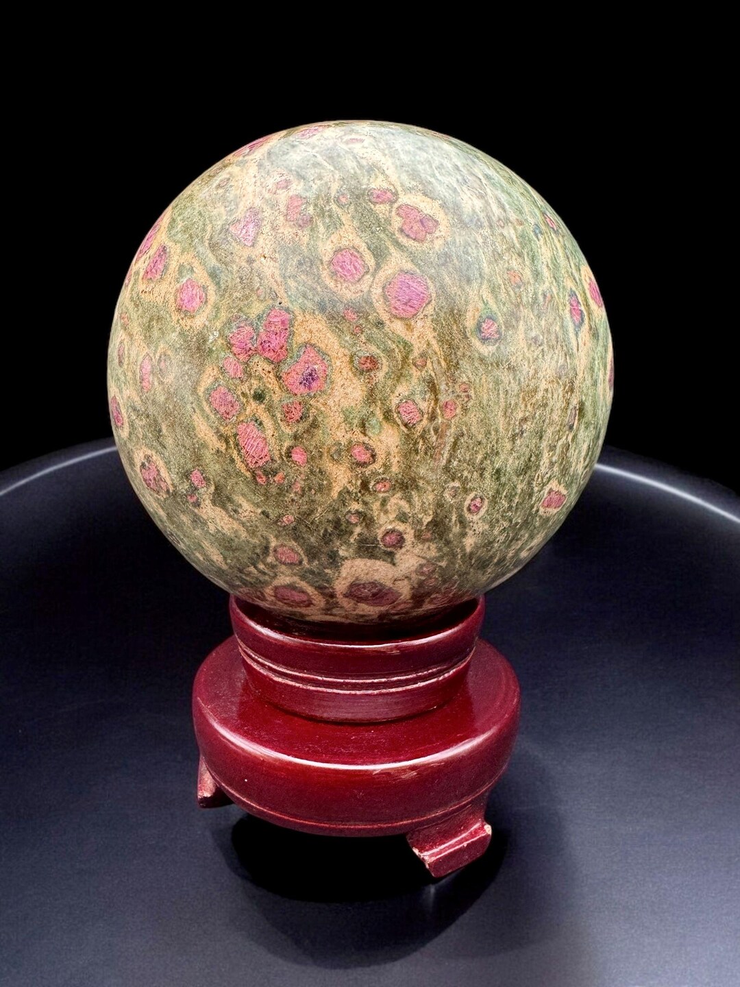 Natural Ruby Fuchsite Crystal Sphere With Revolving Display Stand - Etsy