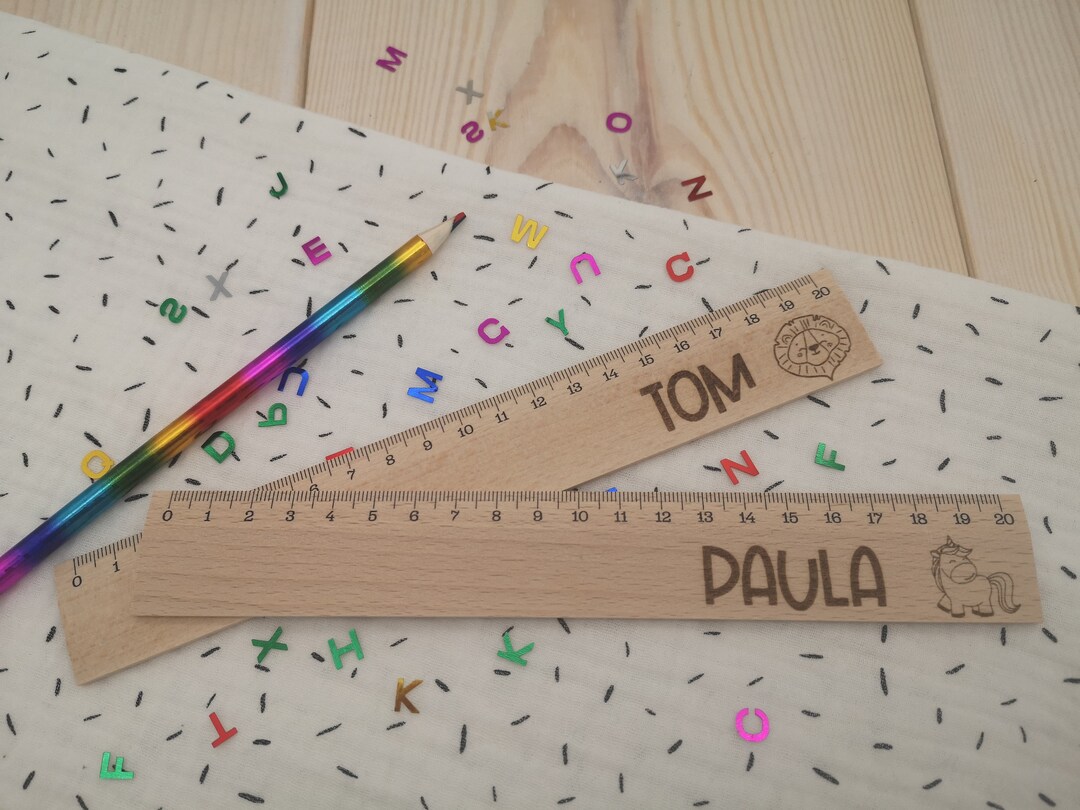 Ruler With Name and Animal Image Personalized Wood 20 Cm Scale - Etsy