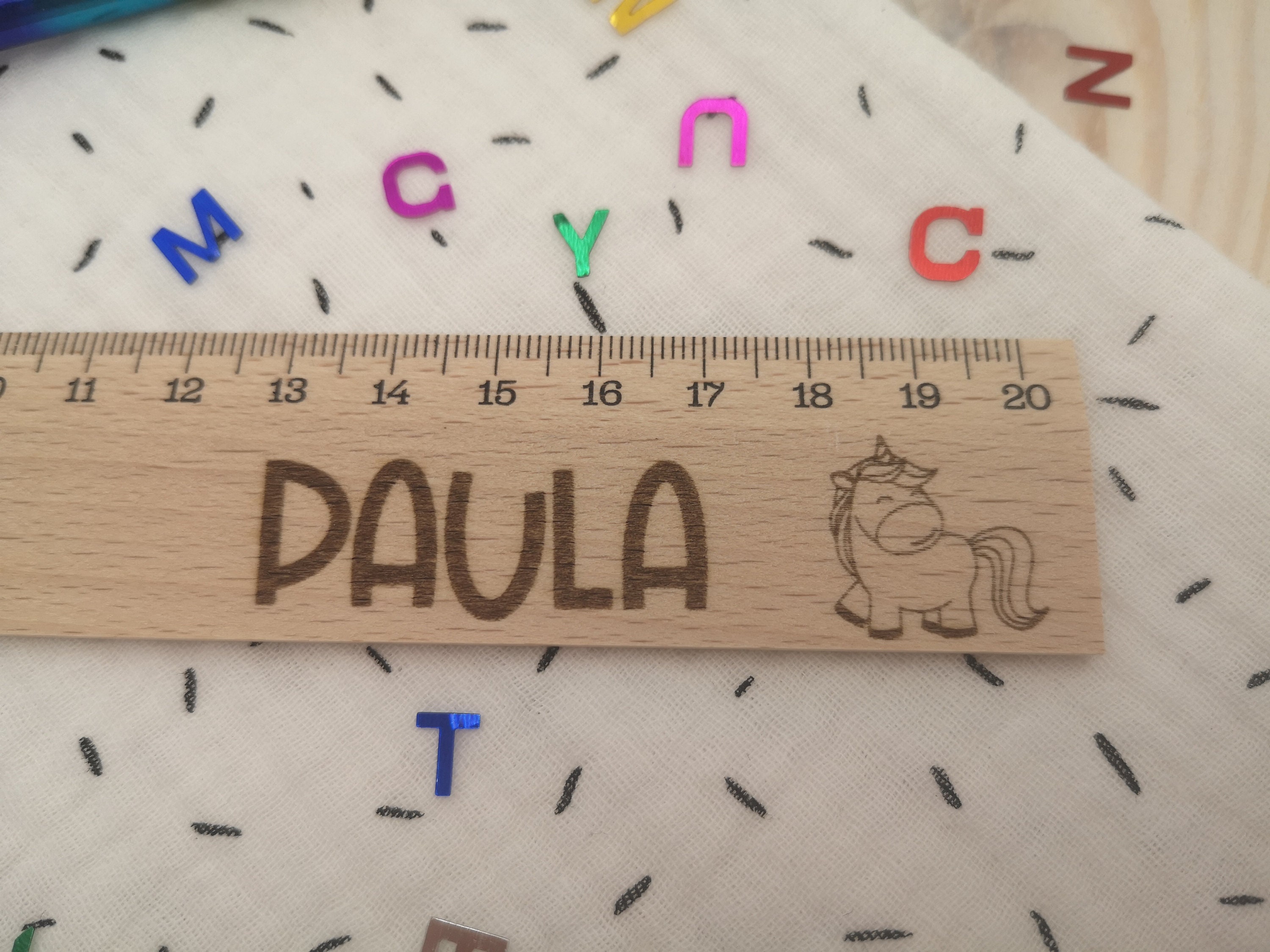 Ruler With Name and Animal Image Personalized Wood 20 Cm Scale - Etsy