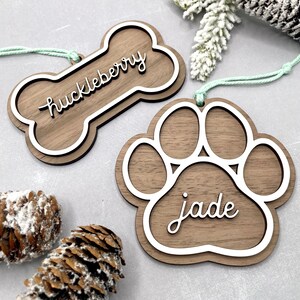 Dog Paw Ornament Personalized Dog Paw Print Ornament Custom Dog Bone ...