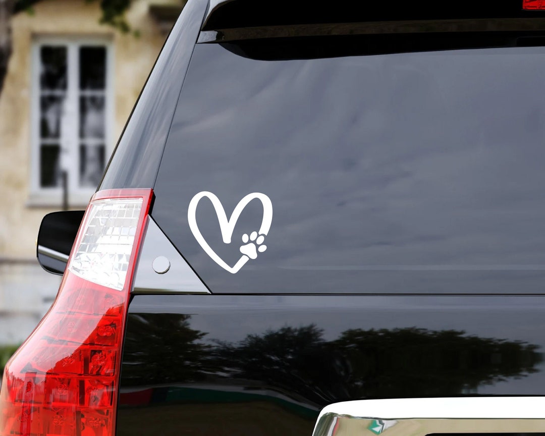 Heart Paw Car Decal | Dog Car Sticker | Love Dogs Decal | Vinyl Car ...