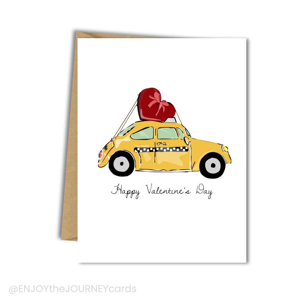NYC Taxi Cab Valentine's Day Card - Etsy
