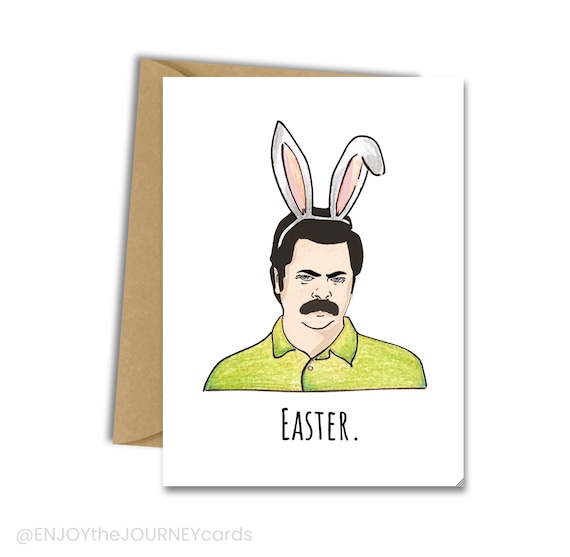 Ron Swanson Easter Blank Greeting Card Parks and Rec NBC | Etsy