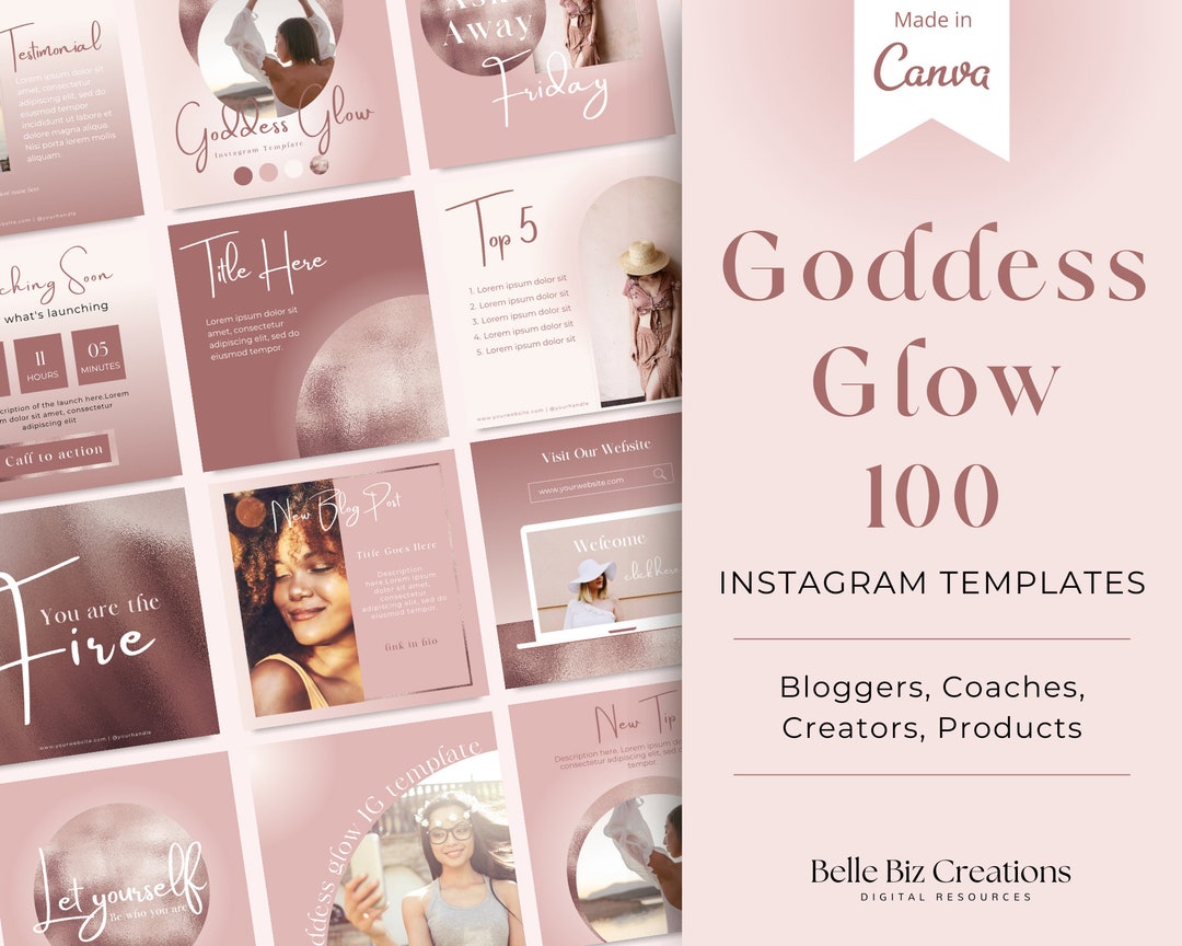 Rose Gold Canva Templates for Instagram, Blush Pink Instagram, Pink ...