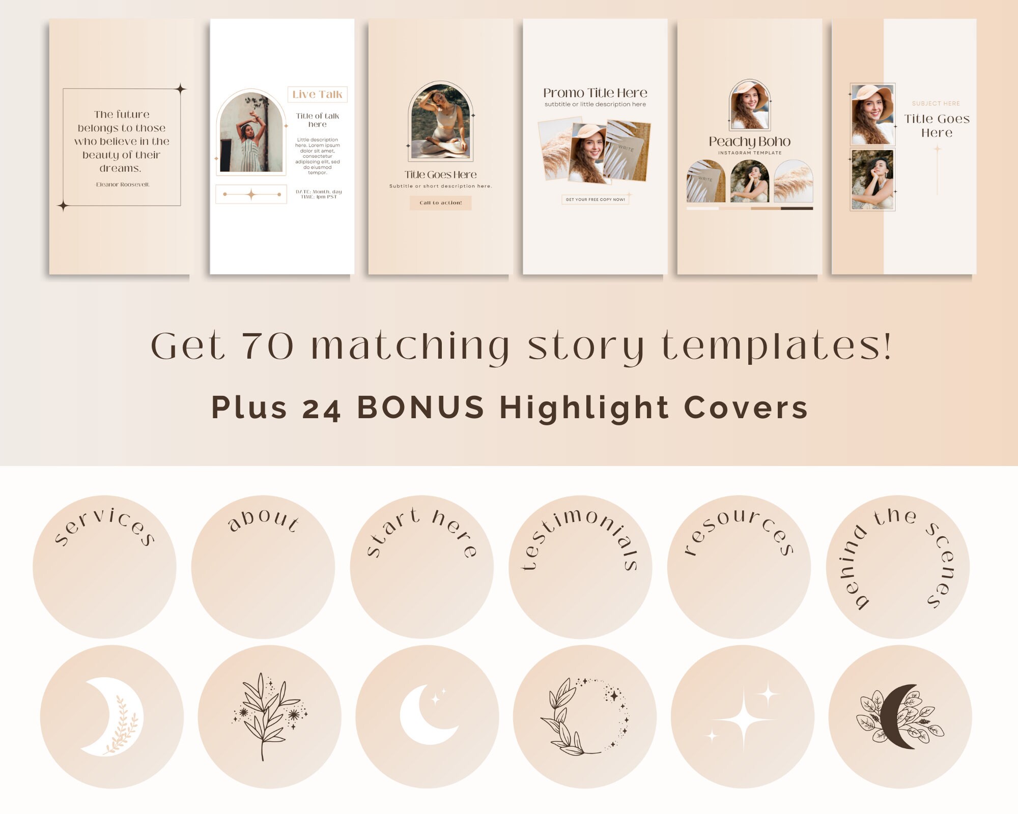 Peachy Boho Instagram Template With Instagram Stories, Spiritual ...