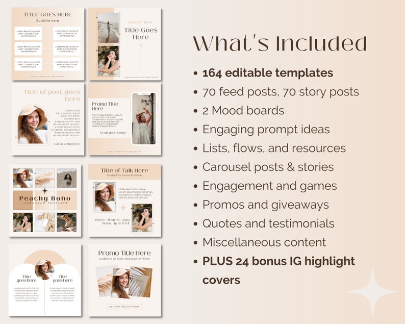 Peachy Boho Instagram Template With Instagram Stories, Spiritual ...