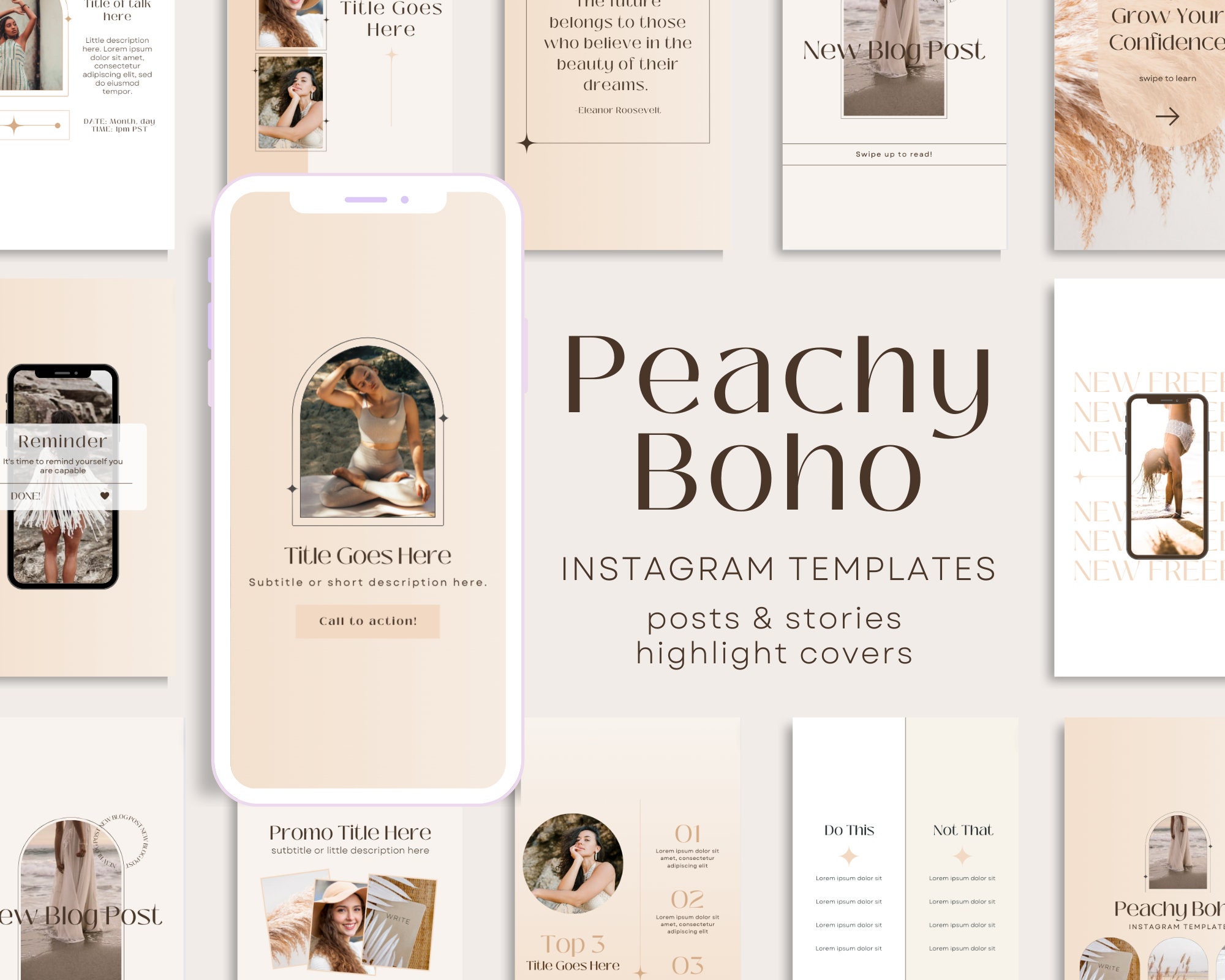 Peachy Boho Instagram Template With Instagram Stories, Spiritual ...