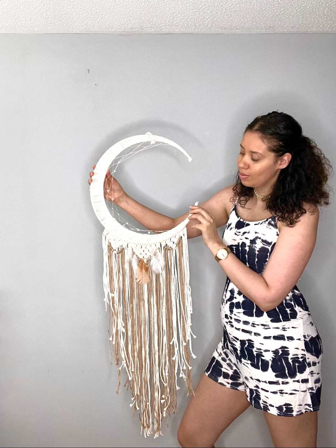 Large Macrame Moon Catcher.. Big Wall Hanging - Etsy