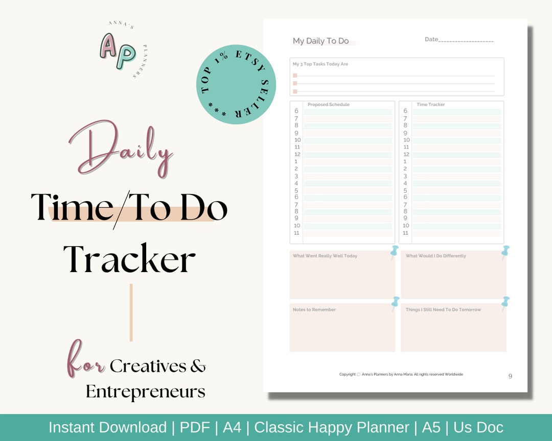 Daily to Do Planner Printable Daily Task Tracker Time - Etsy