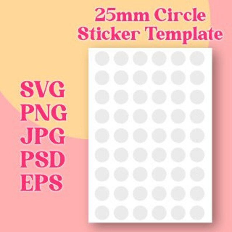 25mm Circle Sticker Template SVG PNG JPG Instant Download Digital ...