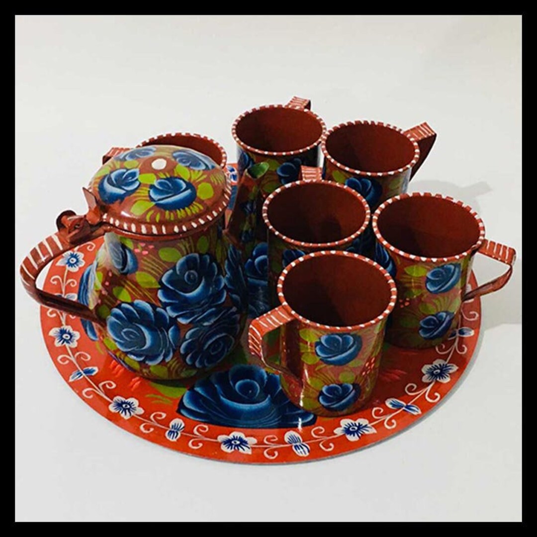 Truck Art Tea Set/pakistani Hand Painted Kettle-6 Cups-tray/truck Art ...