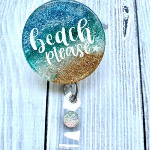 Beach Please Badge Reel Beach Badge Reel Cute Summer Badge - Etsy