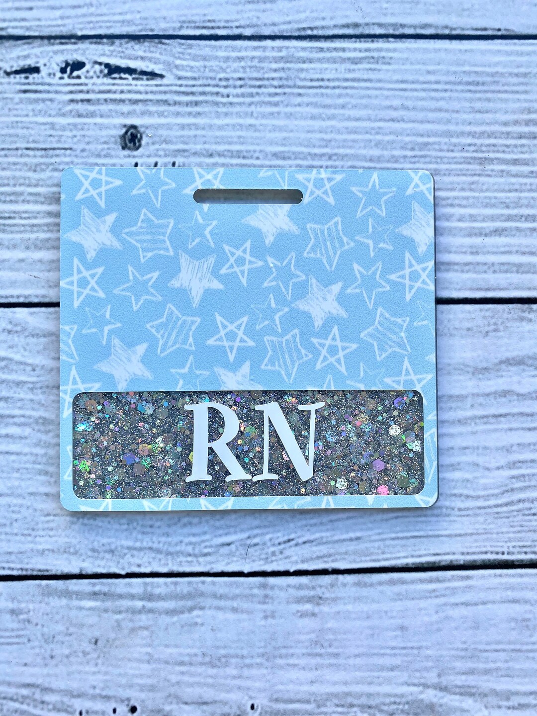 Baby Blue Stars Badge Buddy - Custom Badge Buddy - Badge Buddy Glitter ...