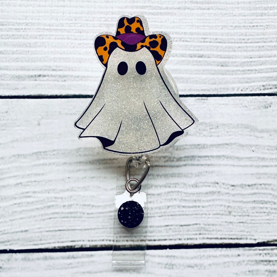 Cowboy Ghost Badge Reel Cute Badge Reel Nurse Badge Reel Glitter Badge ...