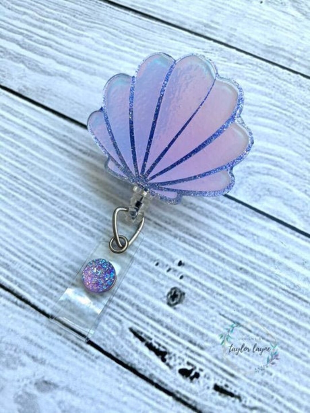 Opal Clam Badge Reel Shell Badge Reel interchangeable Badge Reel Nurse ...