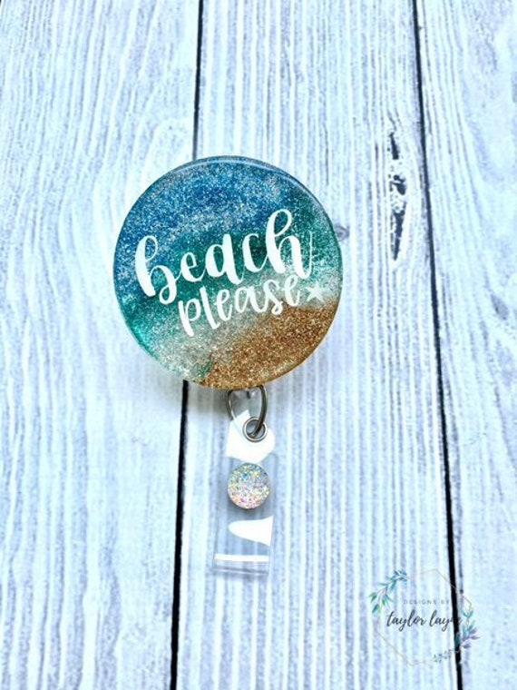 Beach Please Badge Reel Beach Badge Reel Cute Summer Badge - Etsy