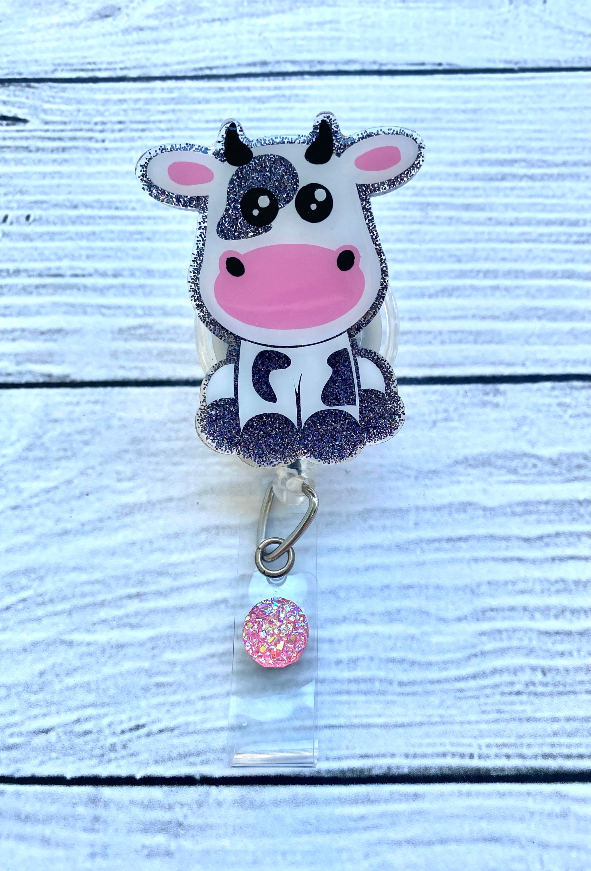 Cute Sitting Cow Badge Reel - Cow Badge Reel - Animal Badge Reel - Cute ...