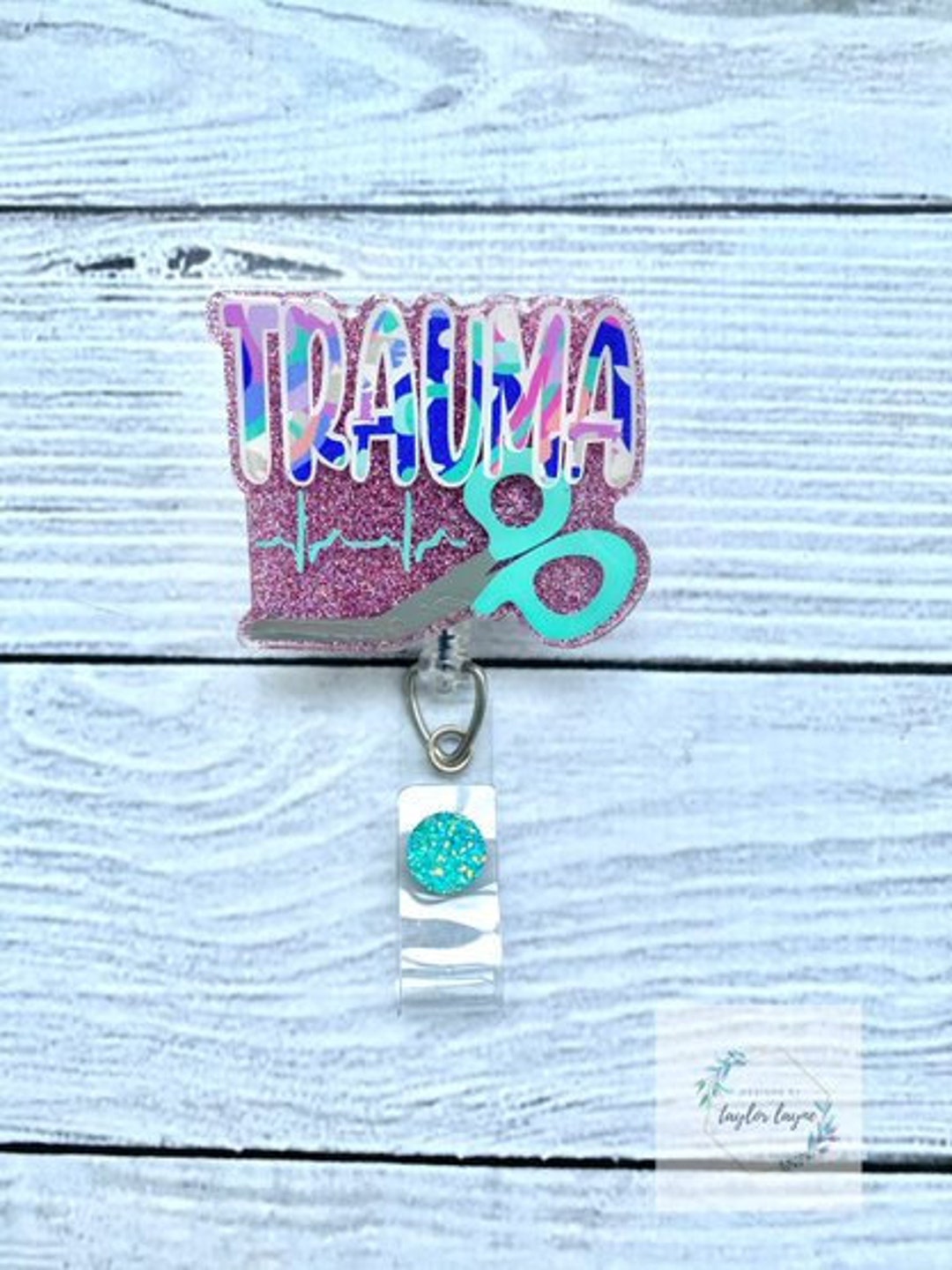 Trauma Badge Reel Nurse Badge Reel Cute Badge Reel Glitter Badge Reel ...