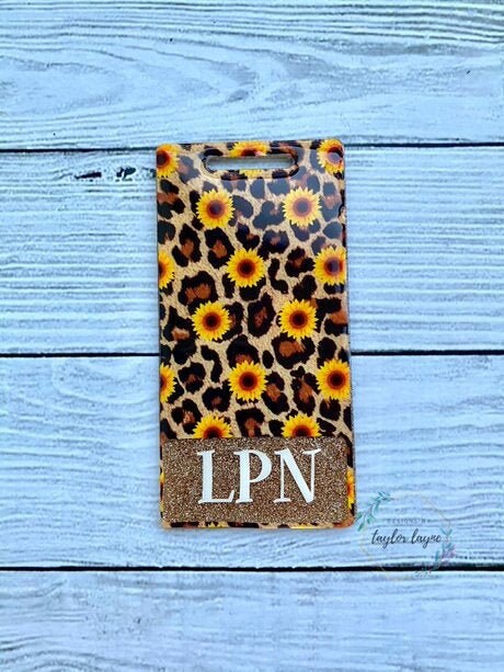 Sunflower Leopard Vertical Badge Buddy Custom Badge Buddy | Etsy