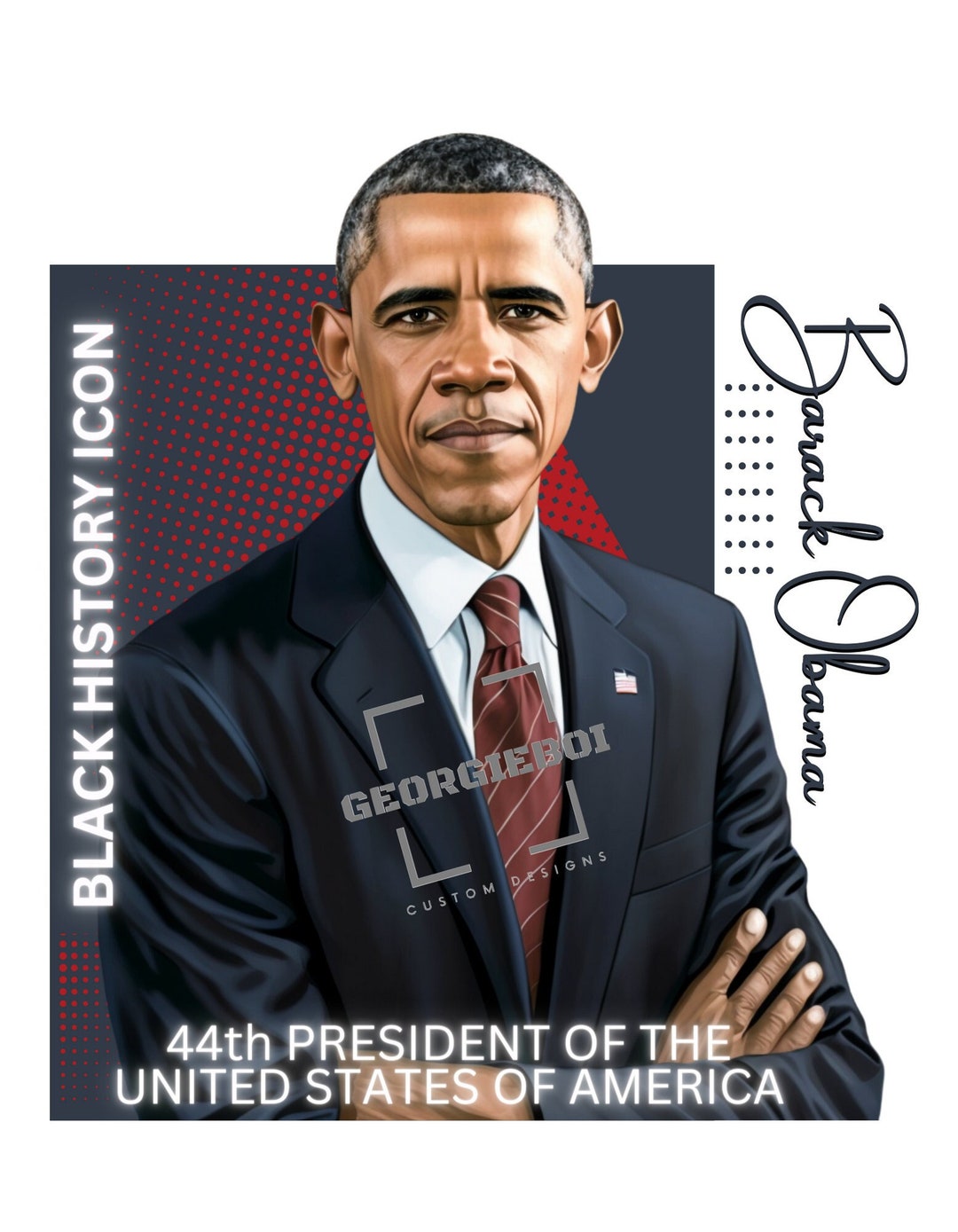 Black History 44th President, Barack Obama Tribute - PNG Instant ...